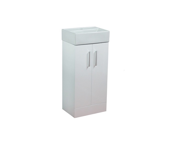 FLAIR (420mm-2 Door) Floor Standing Vanity Unit - Glossy White - Brit ...