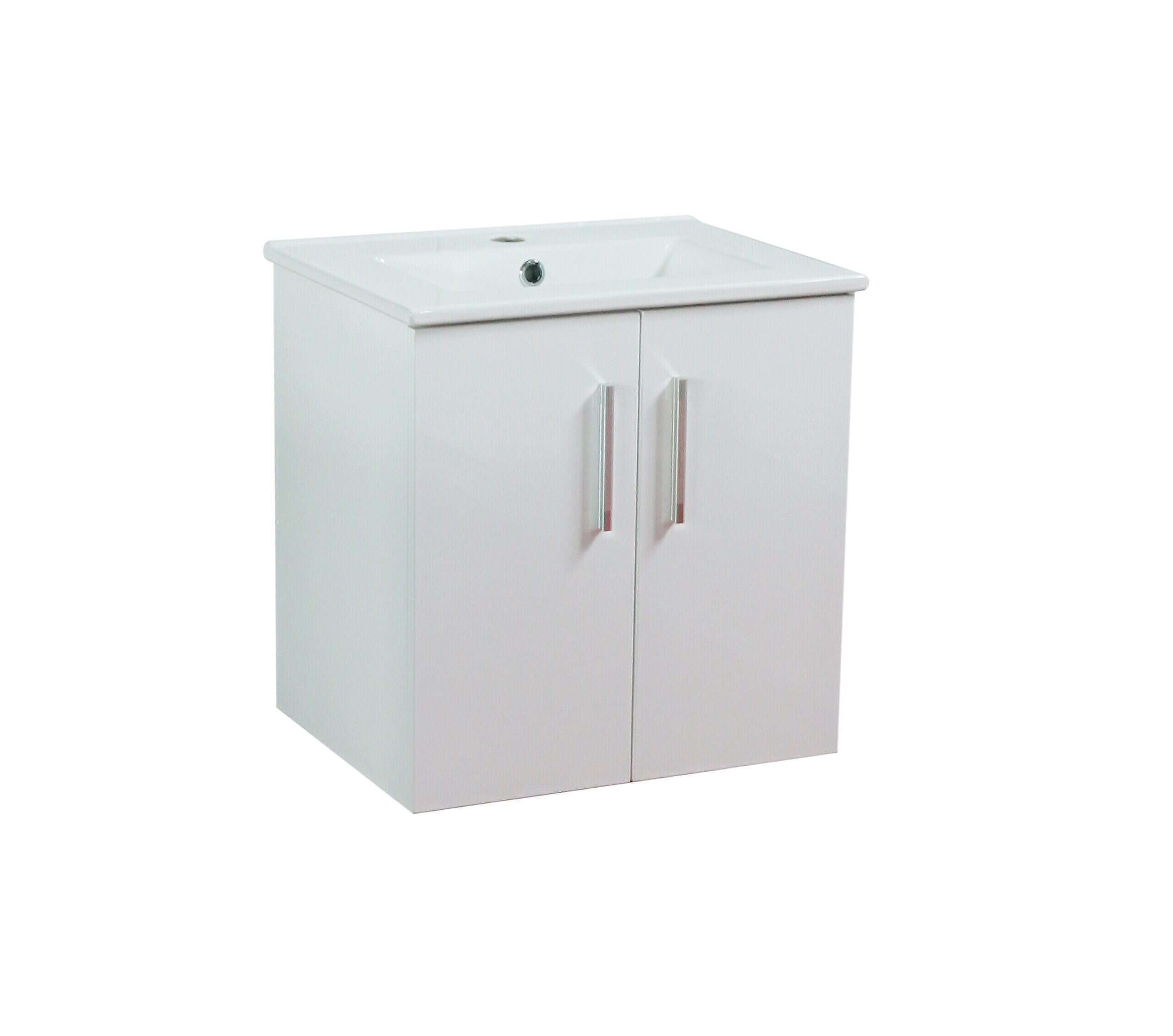 FLAIR (500mm-2 Door) Wall Hung Vanity Unit - Glossy White - Brit Ocean ...