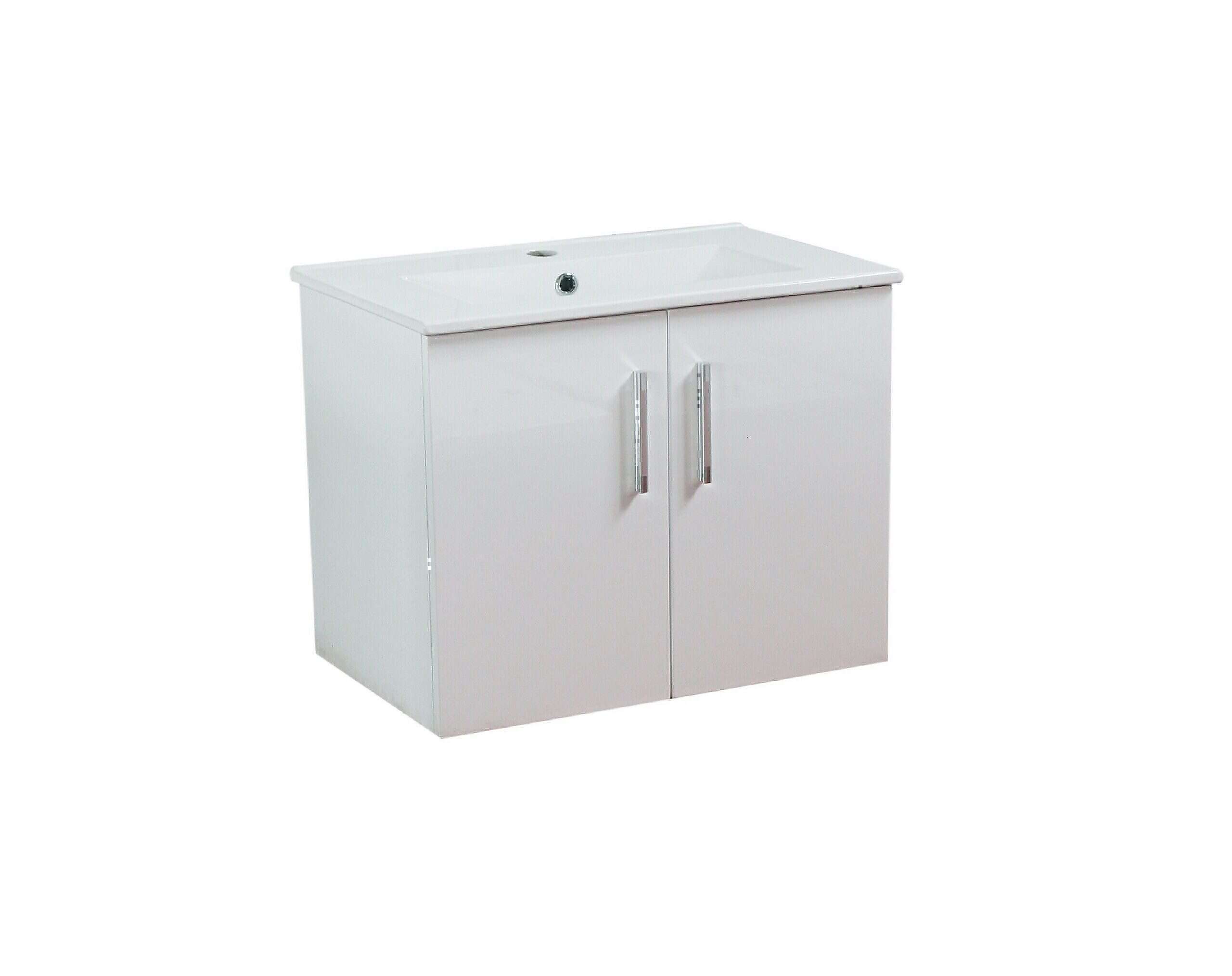 FLAIR (600mm-2 Door) Wall Hung Vanity Unit - Glossy White - Brit Ocean ...
