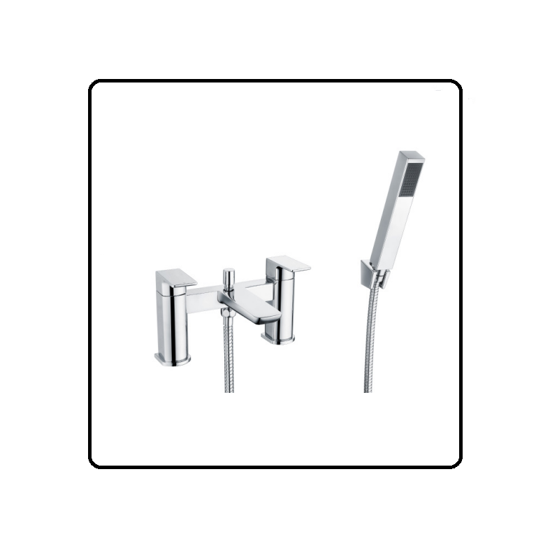 DASH (Dual Lever)- Deck Mounted Bath Shower Mixer With Kit - Brit Ocean ...