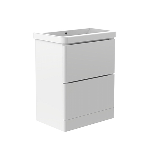 Nova Floor Standing 2 Drawer Vanity Unit with Ceramic Basin (White ...