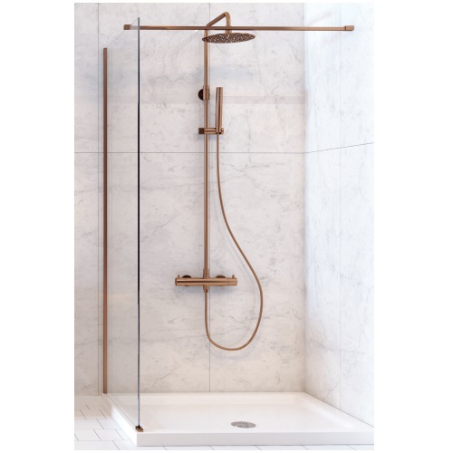 WETROOM PANEL (8mm Glass, 2000mm Height)- BRUSHED ROSE GOLD - Brit ...