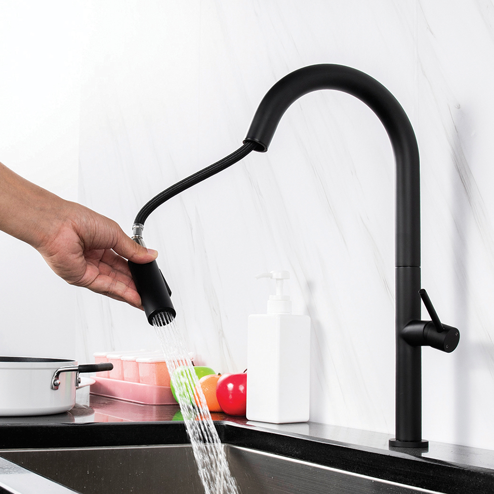 GRACE Single Lever Kitchen Mixer: (Matt Black) - Brit Ocean Bathrooms