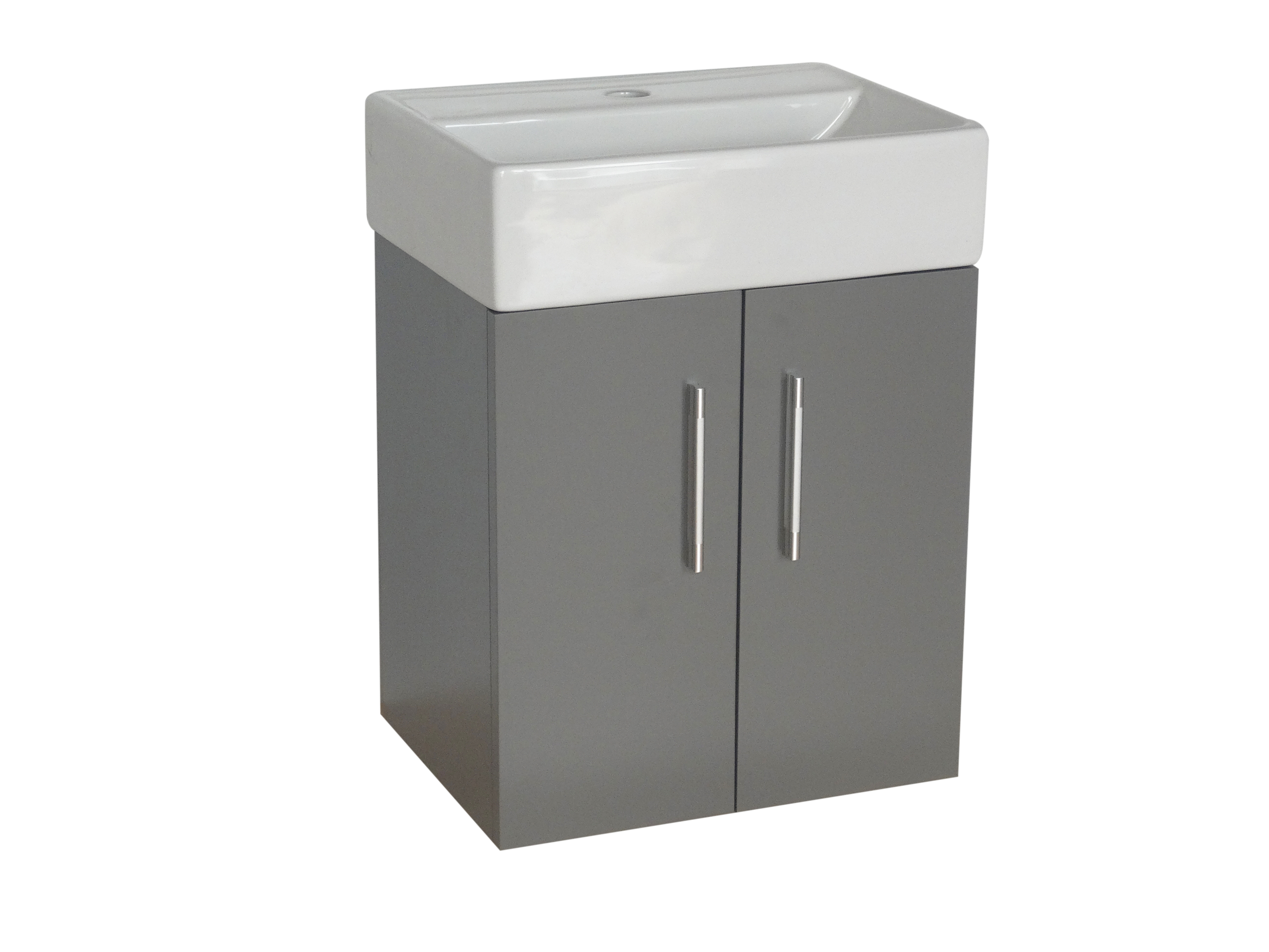 FLAIR (420mm-2 Door) Wall Hung Vanity Unit - Matt Dark Grey - Brit ...
