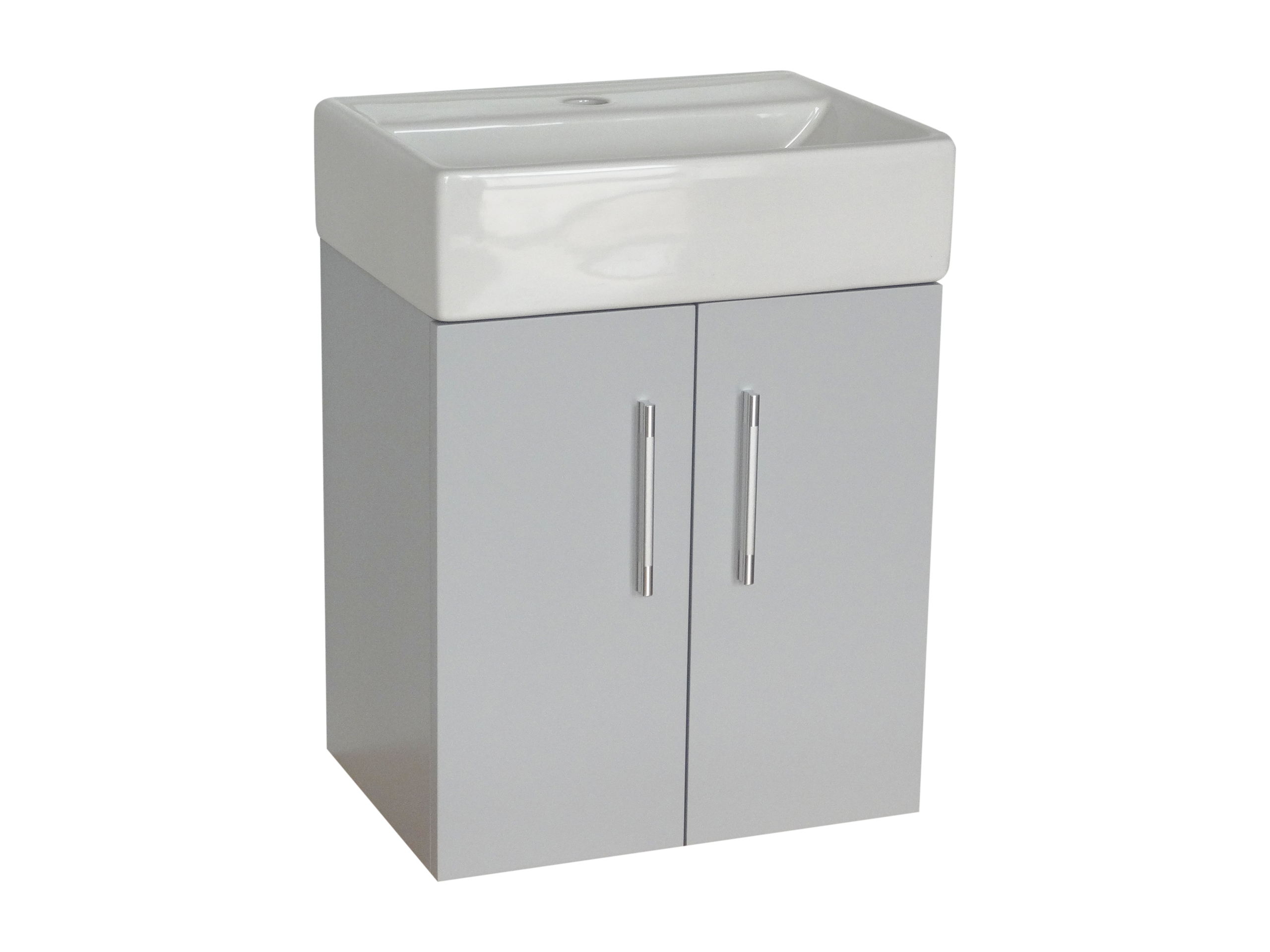 FLAIR (420mm-2 Door) Wall Hung Vanity Unit - Matt Light Grey - Brit ...