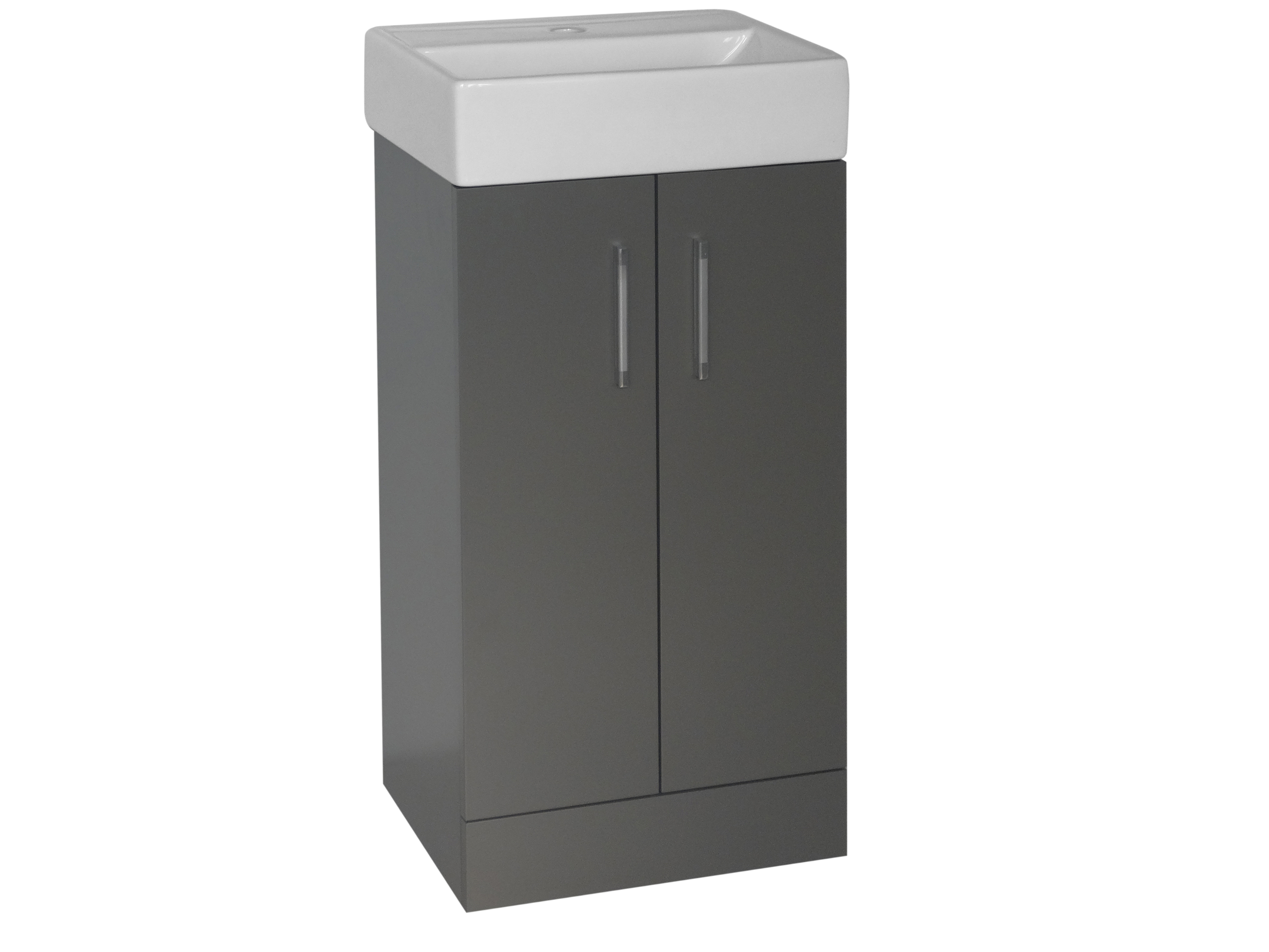 FLAIR (420mm-2 Door) Floor Standing Vanity Unit - Matt Dark Grey - Brit ...
