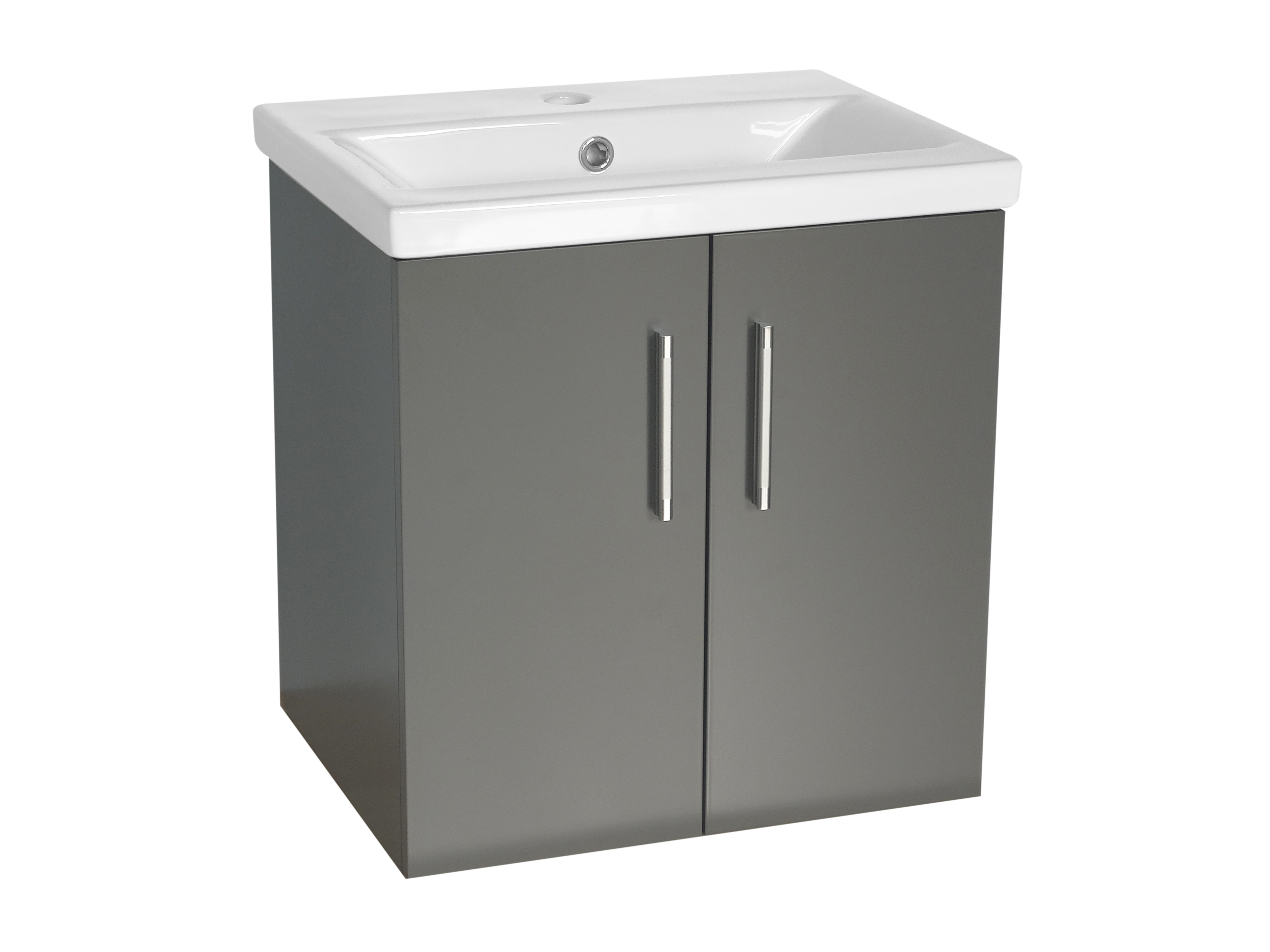 FLAIR (500mm-2 Door) Wall Hung Vanity Unit - Matt Dark Grey - Brit ...