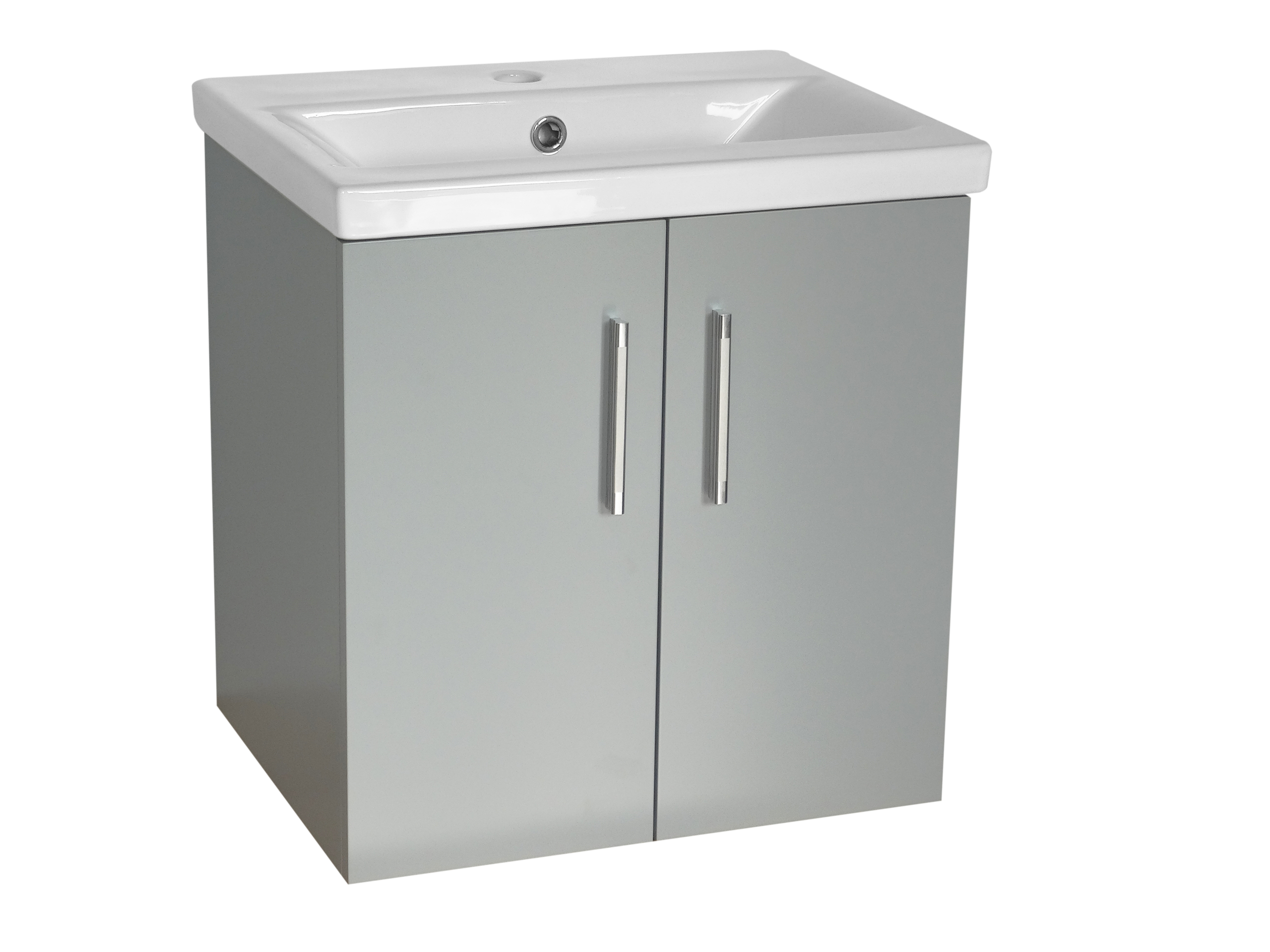 FLAIR (500mm-2 Door) Wall Hung Vanity Unit - Matt Light Grey - Brit ...