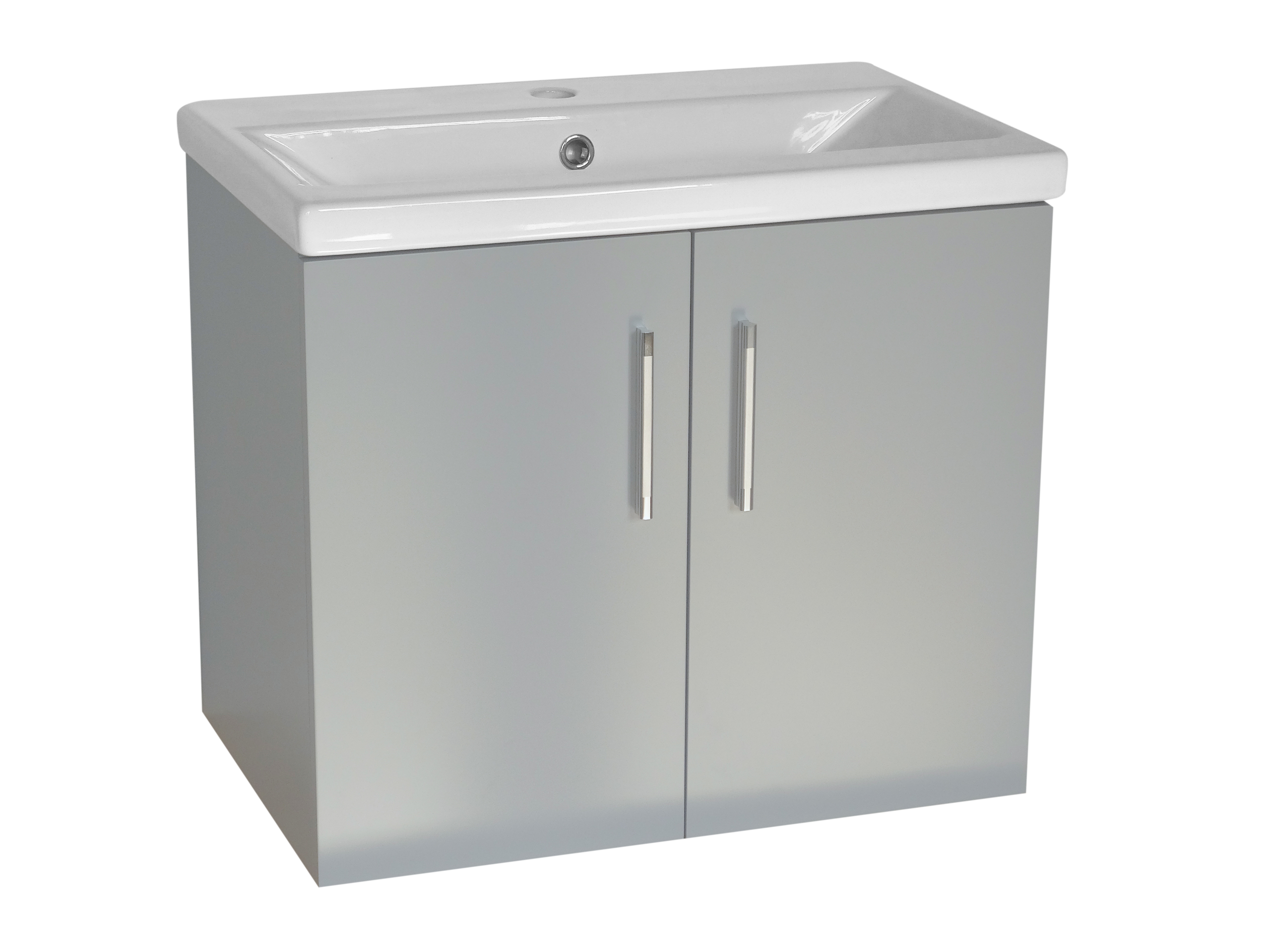 FLAIR (600mm-2 Door) Wall Hung Vanity Unit - Matt Light Grey - Brit ...