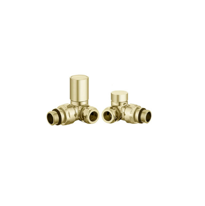 CORNER Radiator Valve- BRUSHED GOLD - Brit Ocean Bathrooms