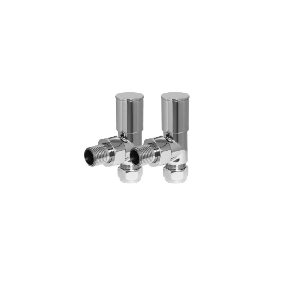 ANGLED Radiator Valve (Round)- CHROME - Brit Ocean Bathrooms