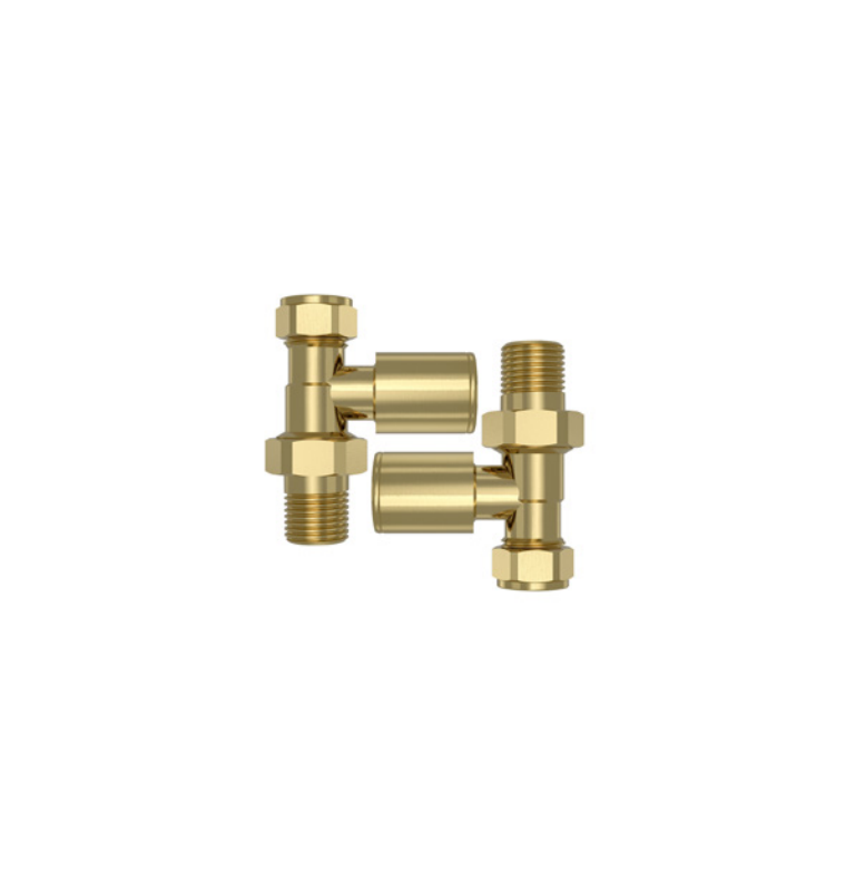 STRAIGHT Radiator Valve- BRUSHED GOLD - Brit Ocean Bathrooms
